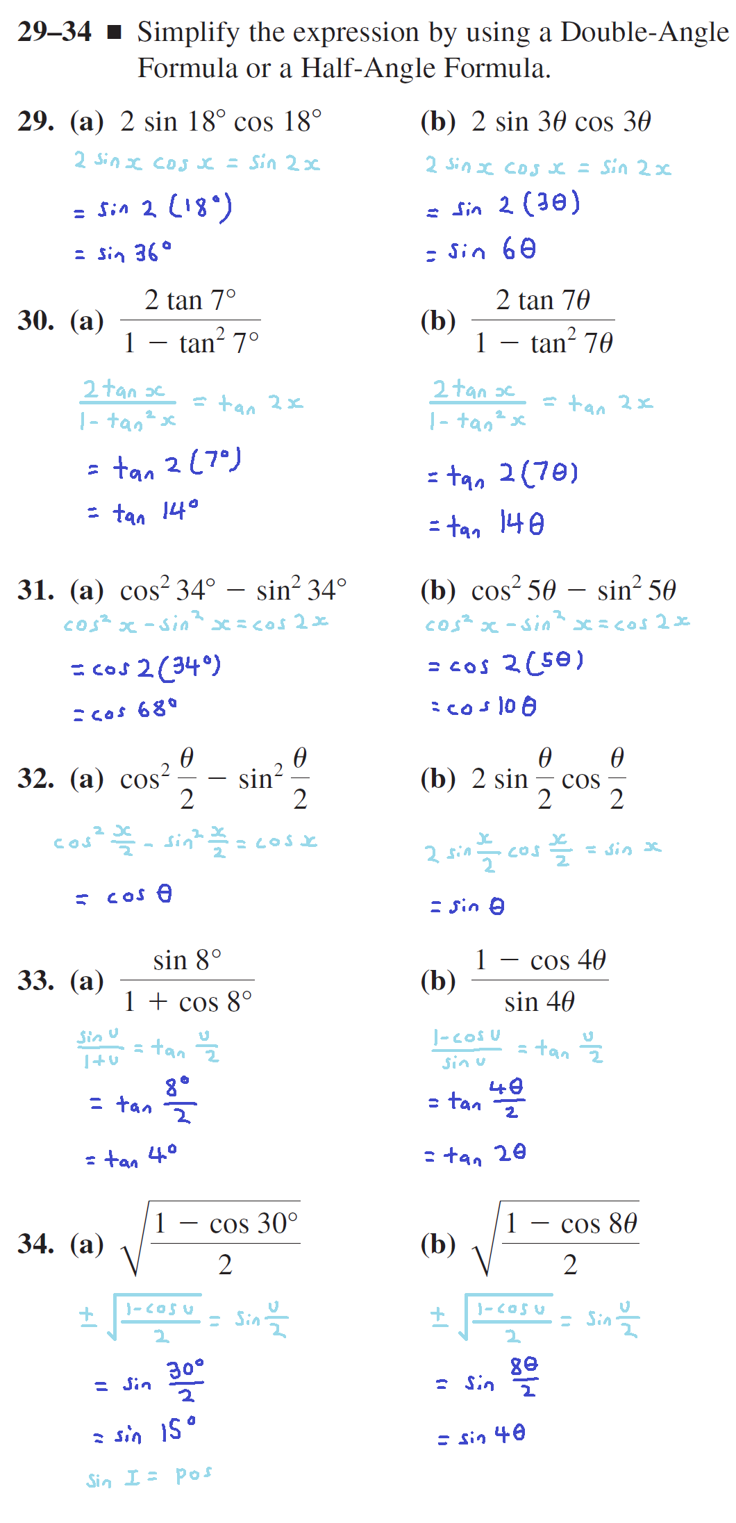 2.3 - Double-angle, Half-angle, And Product-sum Formulas