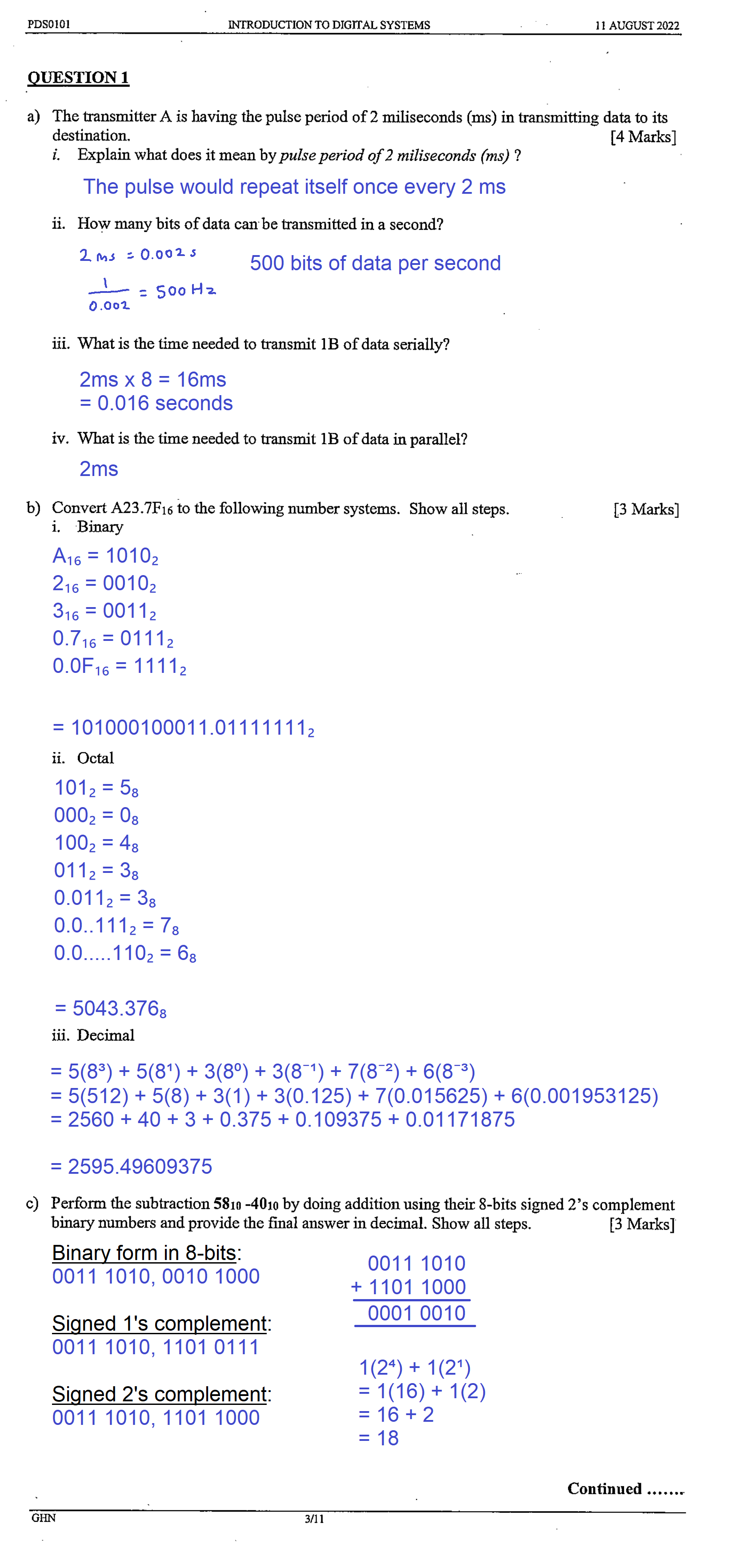 Exam questions - PDS