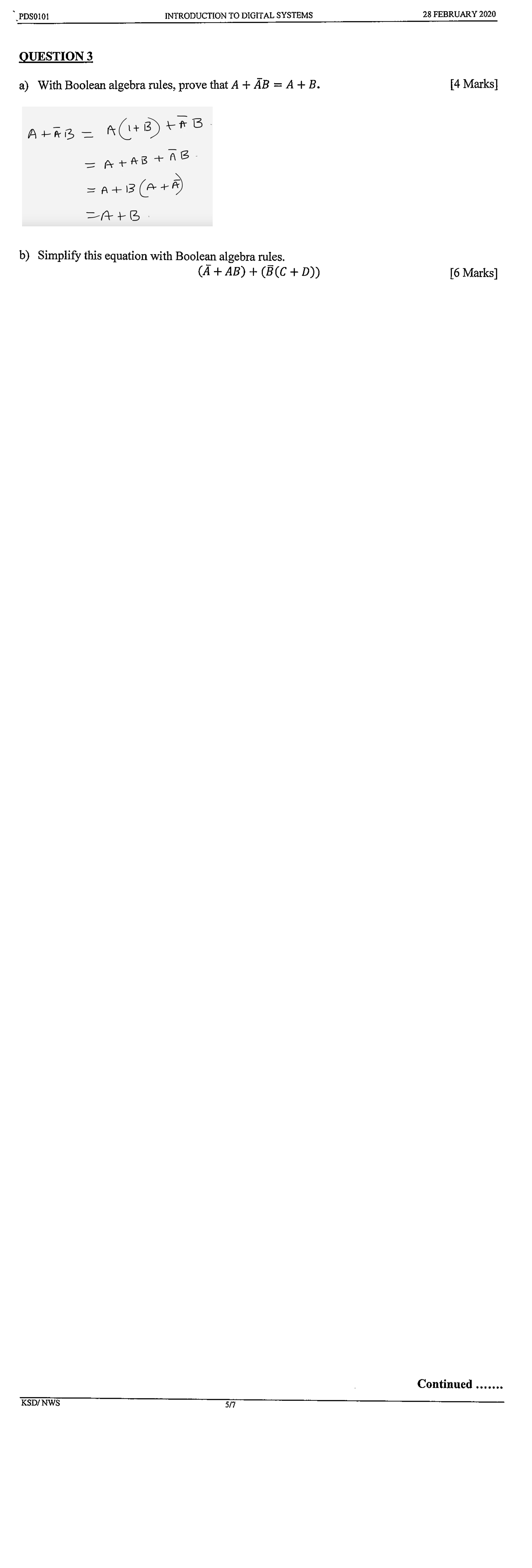 Exam questions - PDS