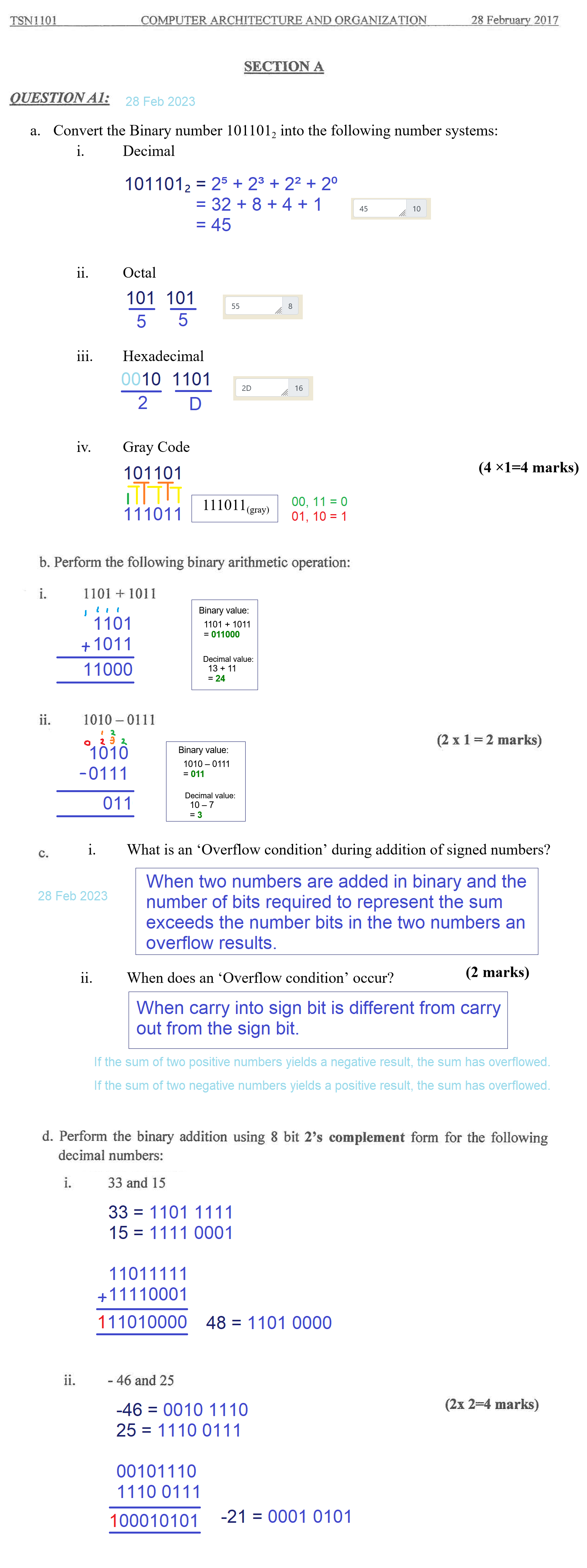Exam questions - TSN 1101